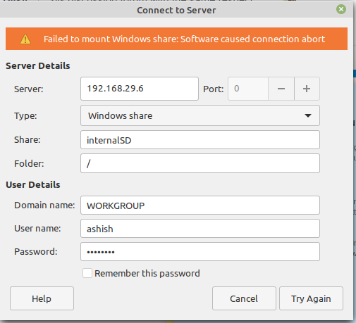 Failed To Mount Windows Share Software Caused Connection Abort Linux Mint It s FOSS Community